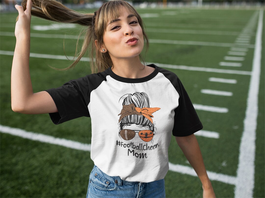Football Cheer Cheerleader Mom Messy Bun Orange Black Sublimation ...
