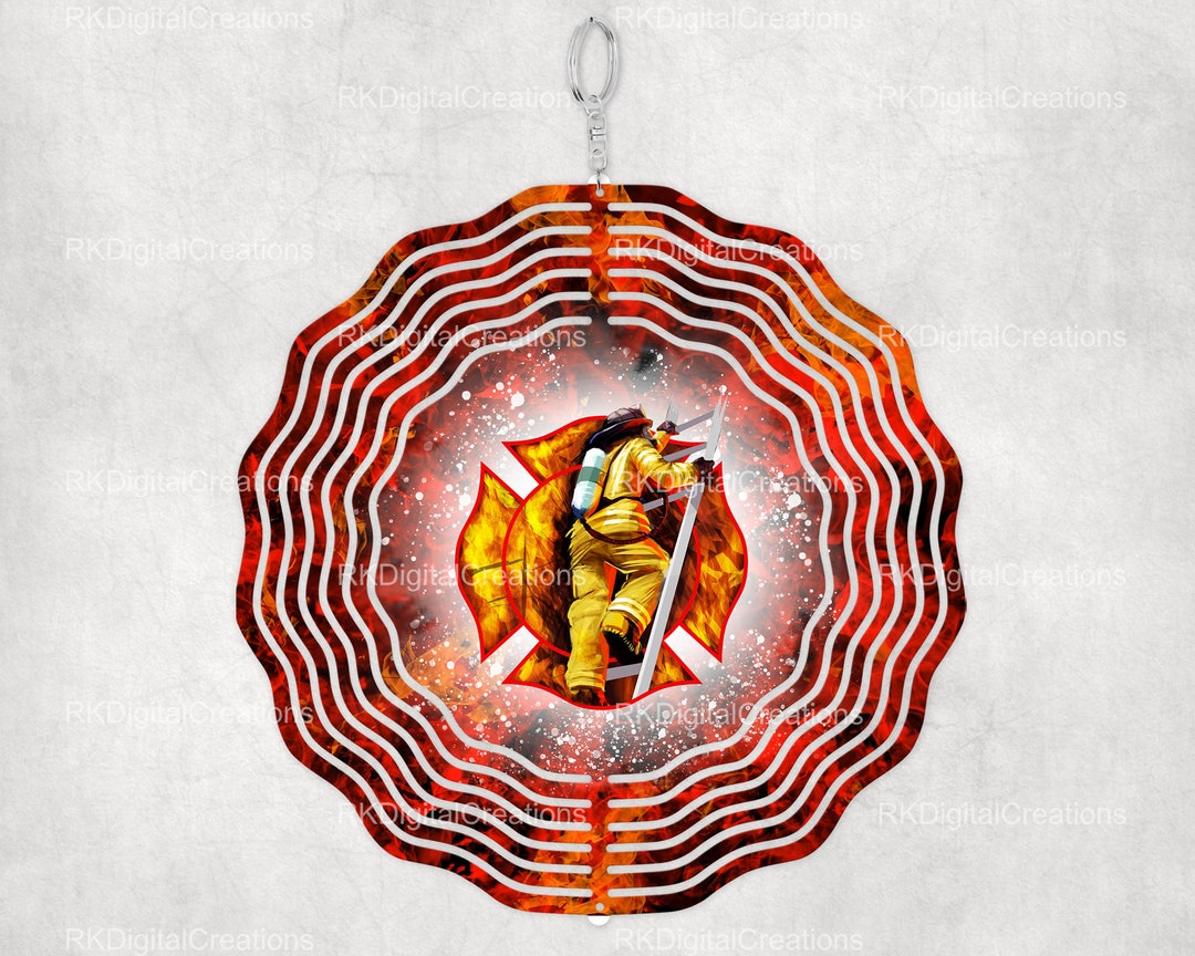 Firefighter Wind Spinner, Flames, Firefighter Climbing Ladder, Decor ...