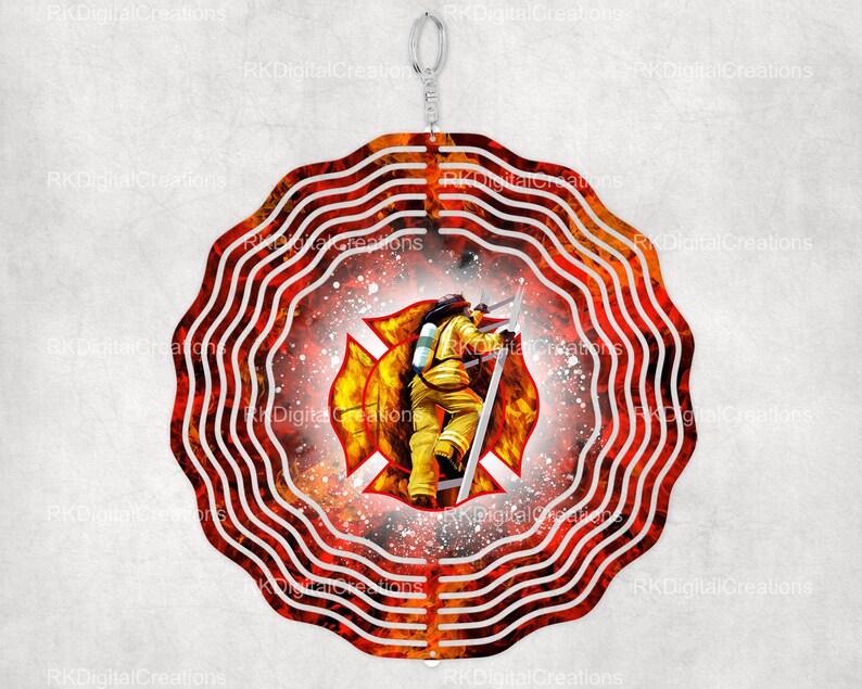 Firefighter Wind Spinner Flames Firefighter Climbing Ladder - Etsy