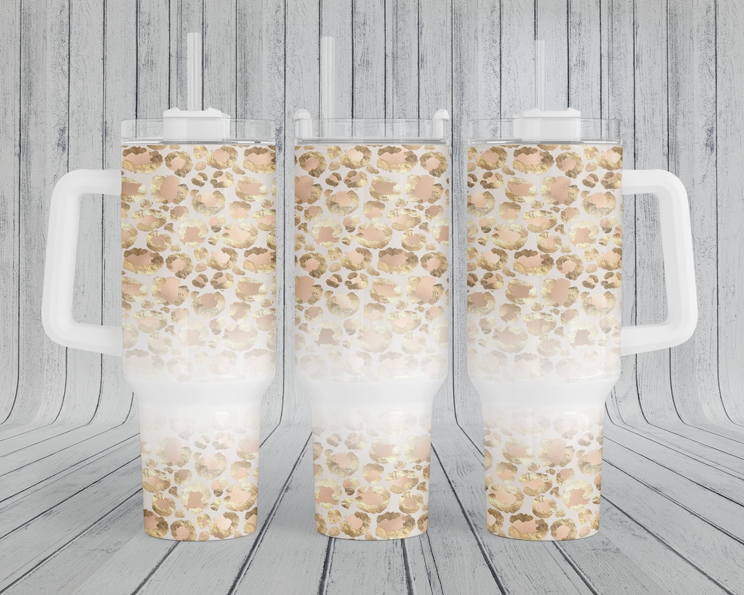 Rose Gold Yellow Gold Leopard Cheetah Print 40 Oz Tumbler Wrap Handle ...