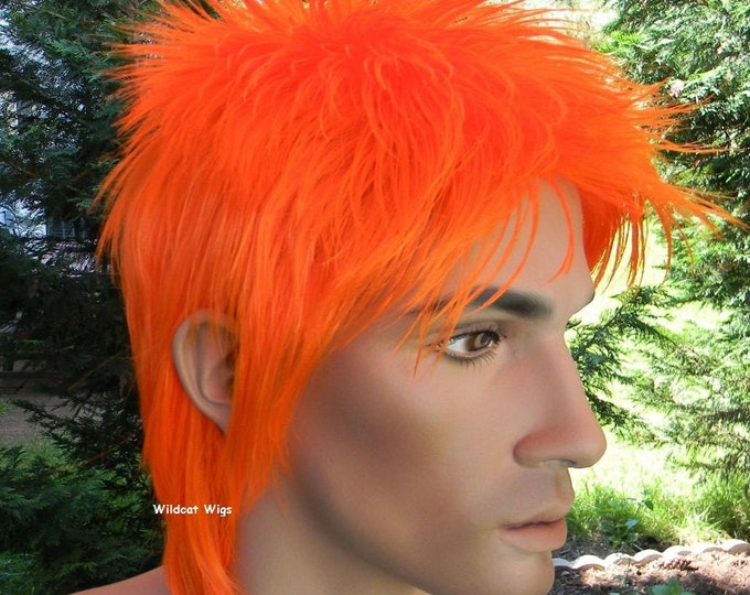 Rod Stewart / David Bowie Style Punk Wig. Unisex .. Bright Orange ...