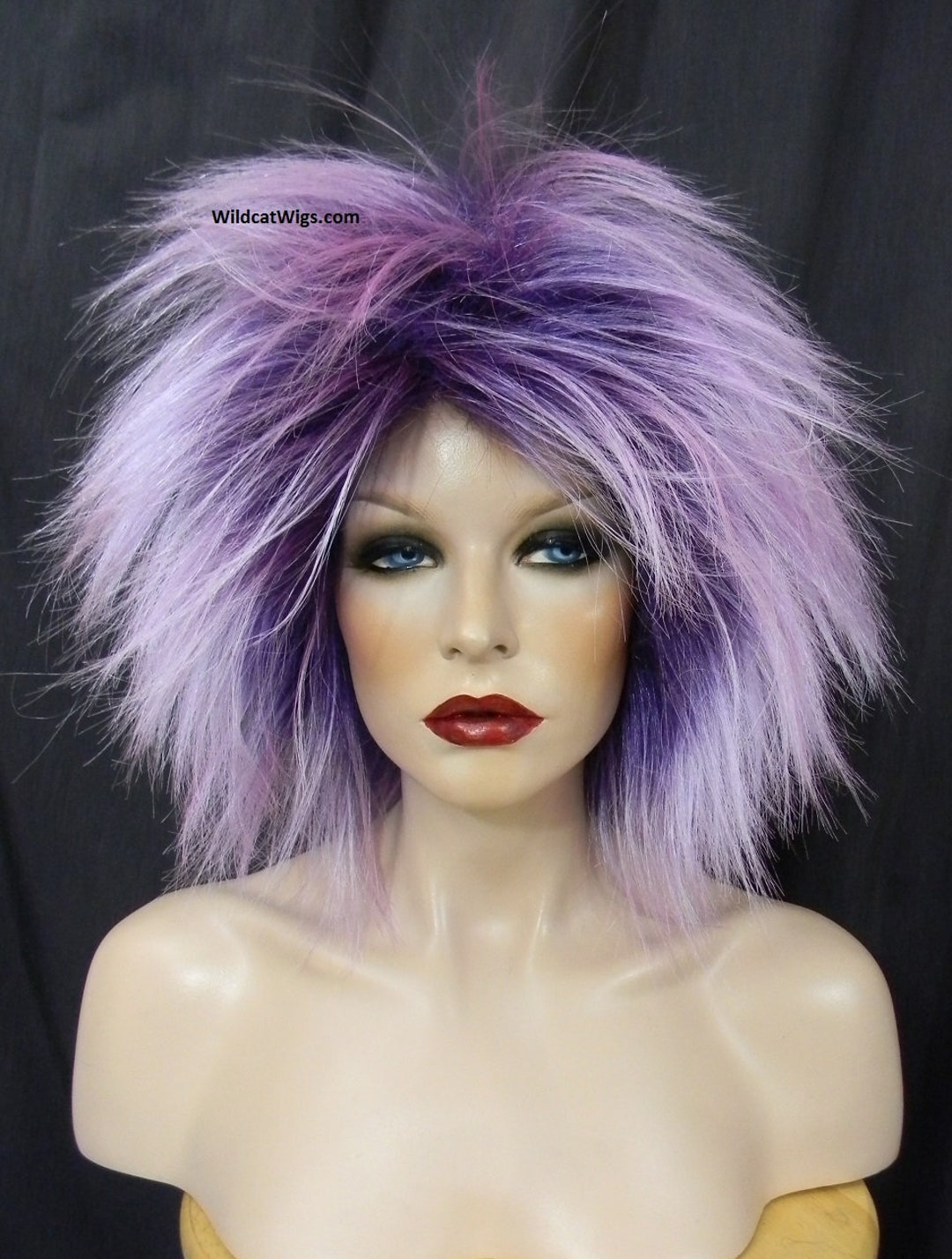 Punk Wig .. Purple .. Unisex Wig .. Drag .. Rocker Wig .. 80's ..retro ...