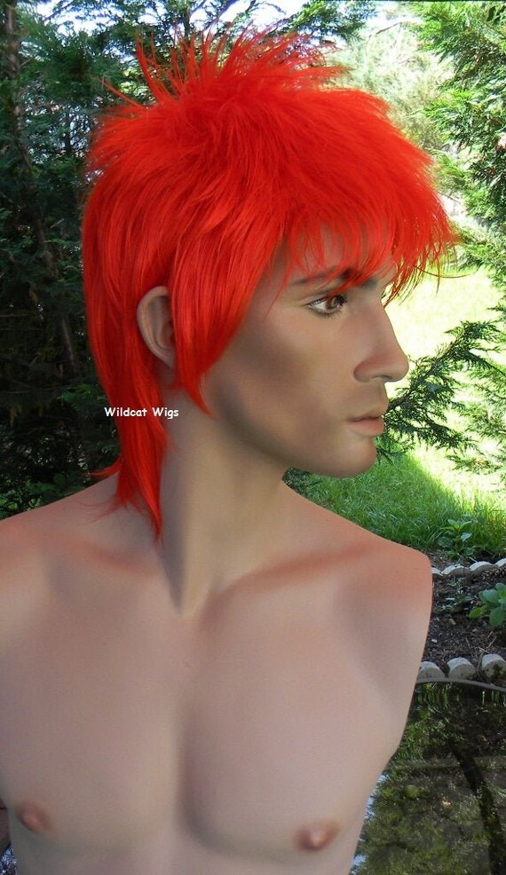 Bowie / Rod Stewart .. Bright Red QUALITY Ziggy Stardust Wig | Etsy