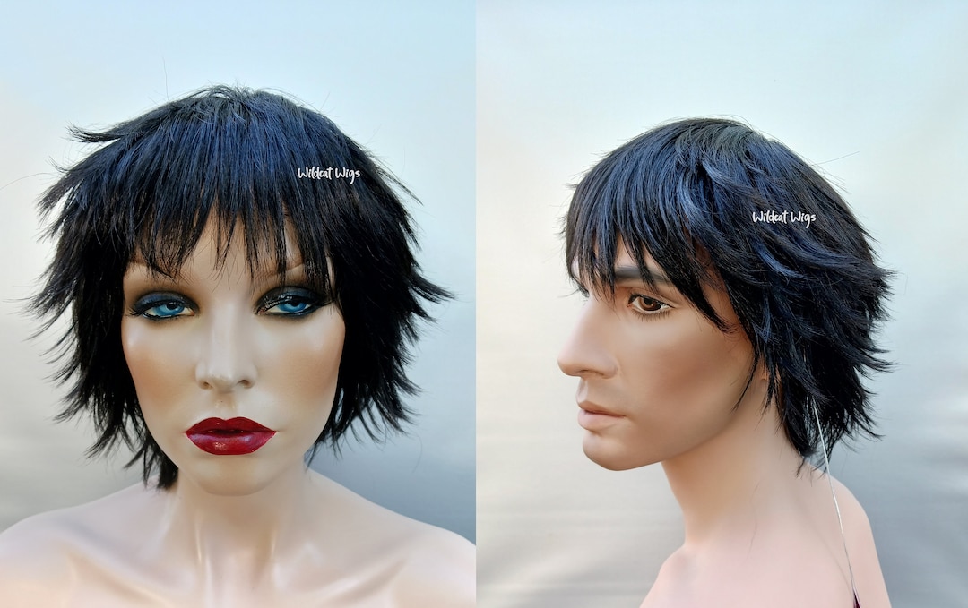 Unisex HOT New Wig .. Choppy Layers .. Black Wig - Etsy