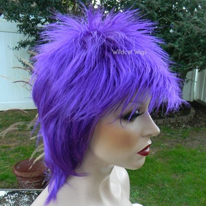 Unisex Rod Stewart Style 1980's Retro Punk Wig. Dark Purple - Etsy