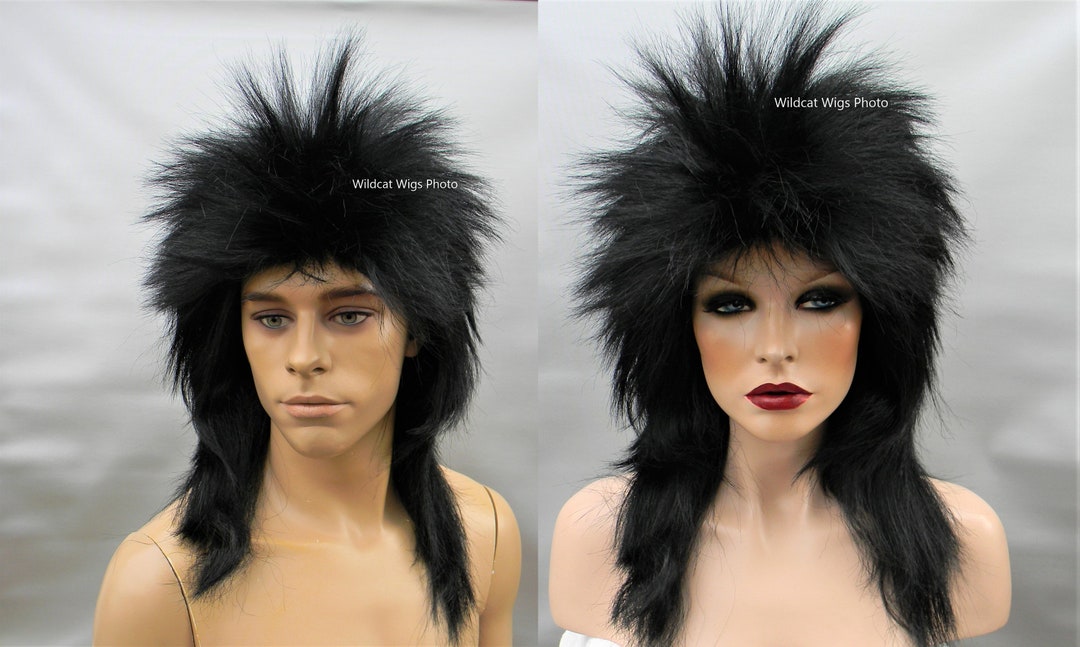 Rocker Wig .. Unisex .. 1980's Style .. Rock Band .. Black Wig. - Etsy