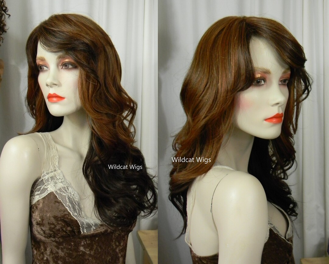 Heat OK Sexy Wig .. Zig-zag Skin Part .. Gorgeous Chestnut Color - Etsy