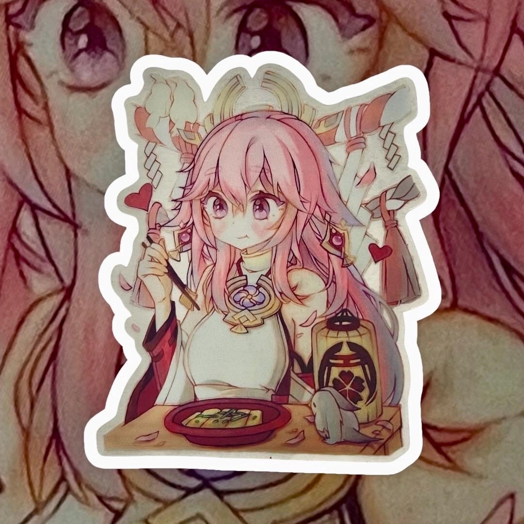 Genshin Kawaii Yae Miko Clear Sticker - Etsy