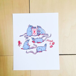 Strawberry Soda or Rat Pile RISOGRAPH Print - Etsy