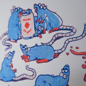 Strawberry Soda or Rat Pile RISOGRAPH Print - Etsy