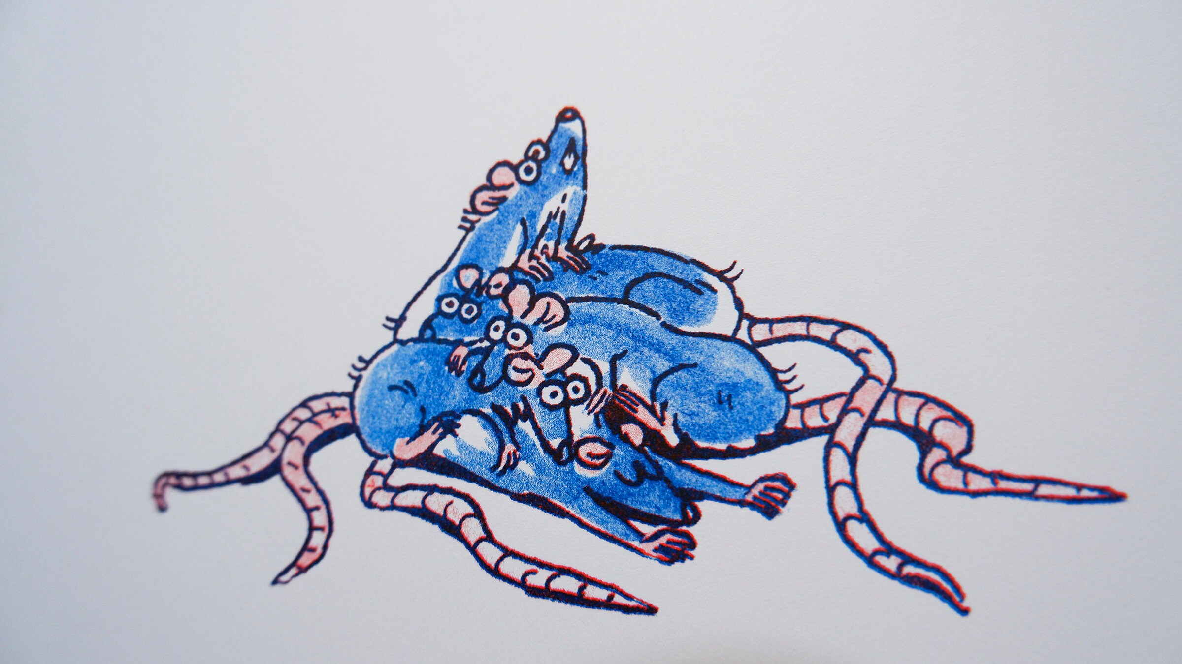 Strawberry Soda or Rat Pile RISOGRAPH Print - Etsy