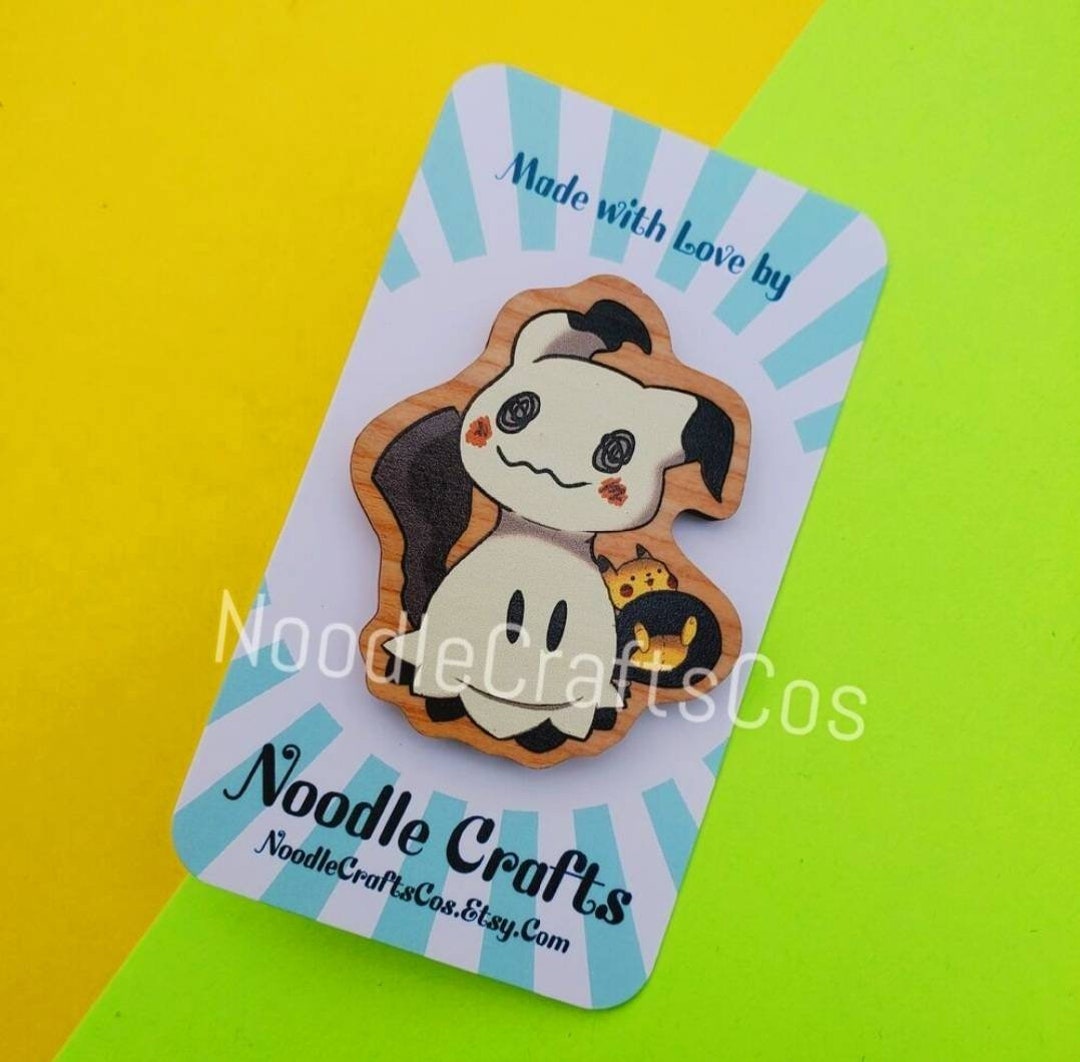 DISCONTINUED Ghost Type Pokemon Mimikyu Chibi 2 Inch Wooden Pin Cute ...