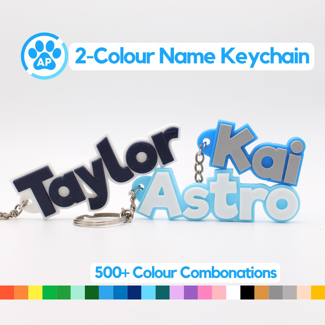 Custom Name Keychain Two Colour Keychain Personalized Name - Etsy