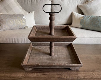 Wooden Serving Tiered Tray - Etsy