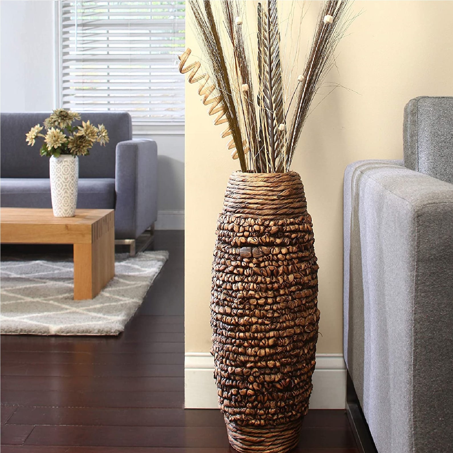 Jarrón de madera alta y suelo jarrón rústico rústico regalo | Etsy