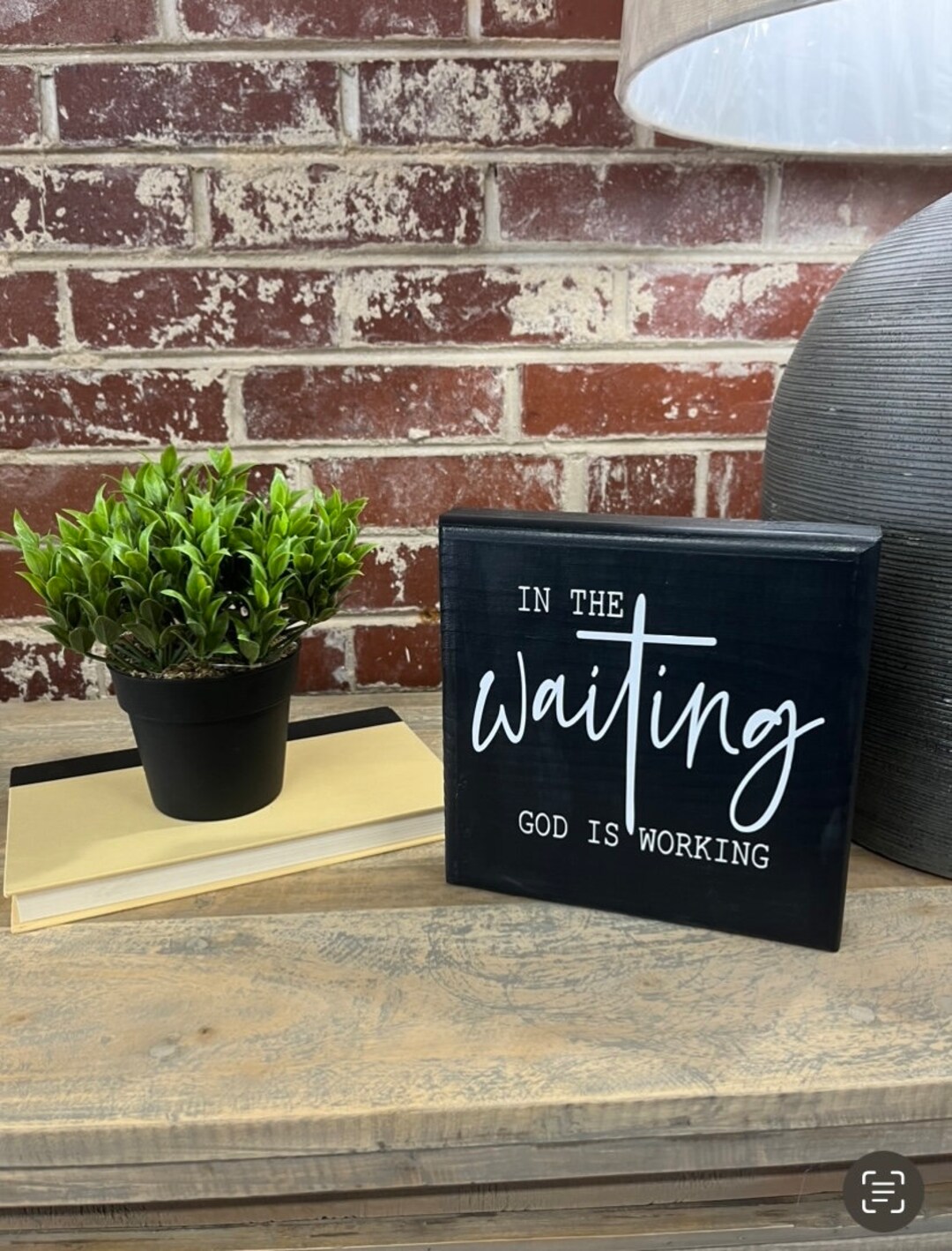 In the Waiting Modern Black Wood Sign, Black Sign, Christian Gift, Wood ...