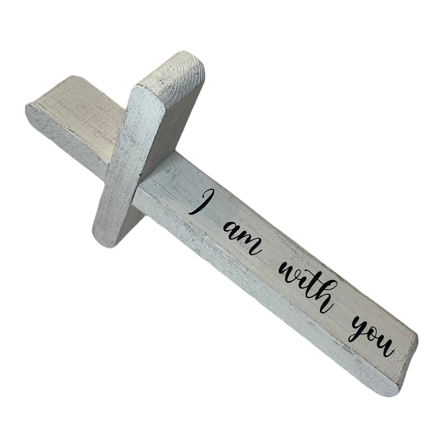 I Am With You Wooden Cross, Wood Distressed Cross, Shelf Sitter Cross ...
