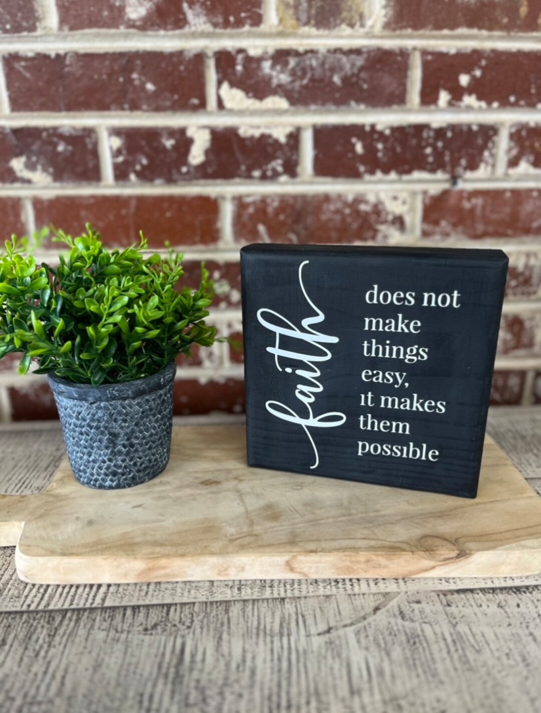 Faith Modern Black Wood Sign, Black Sign, Christian Gift, Wood Block ...