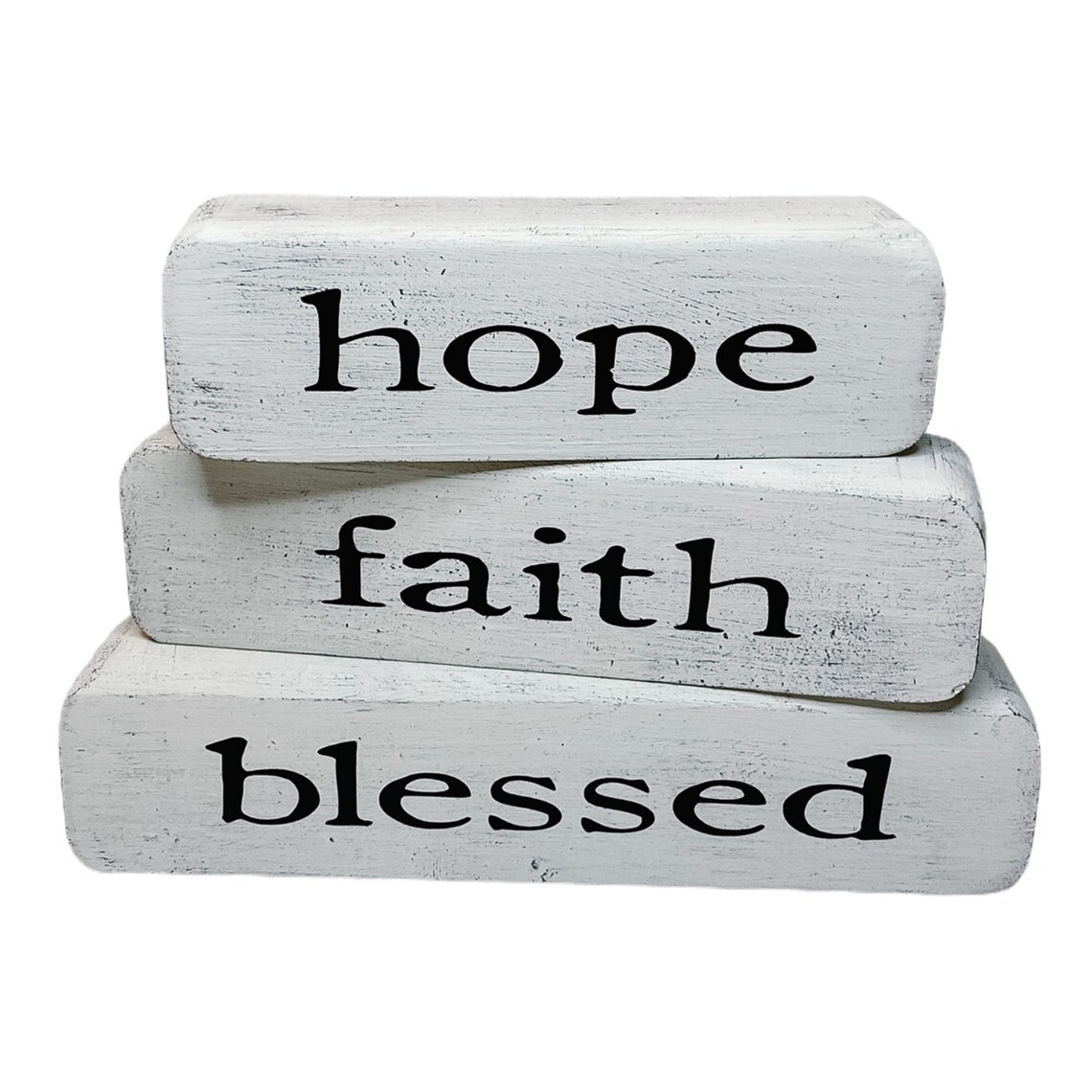 Hope Faith Blessed Shelf Sitter, Farmhouse Decor, Distressed Wood ...