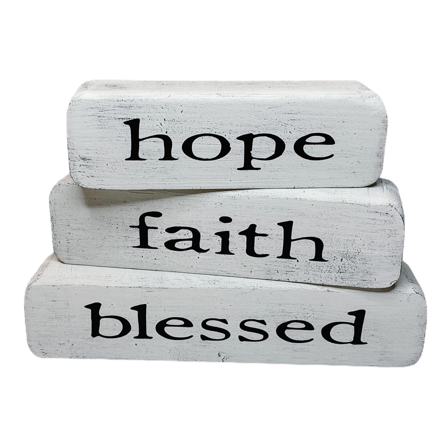 Hope Faith Blessed Shelf Sitter, Farmhouse Decor, Distressed Wood ...