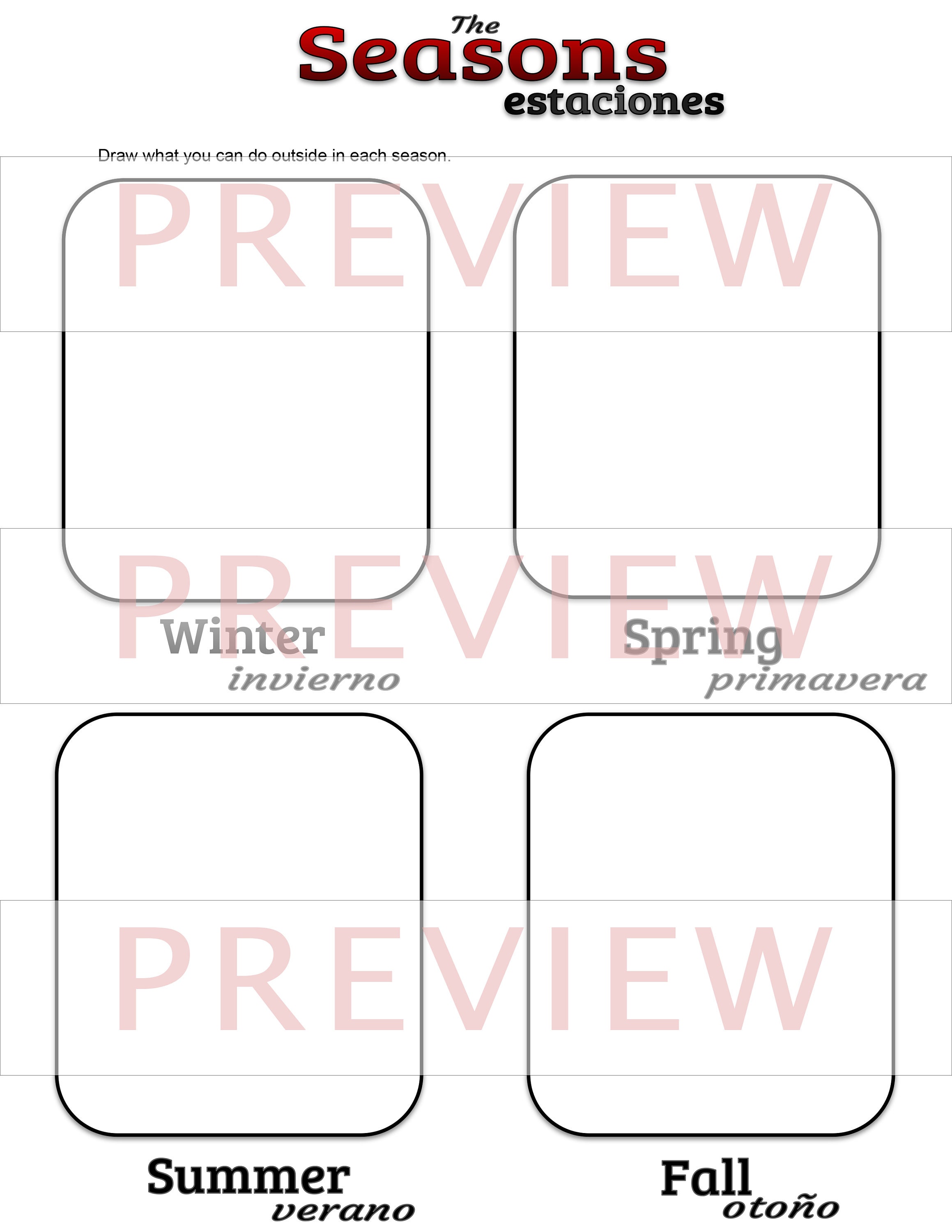 Seasons in English and Spanish, Bilingual Seasons Lesson, Homeschool ...