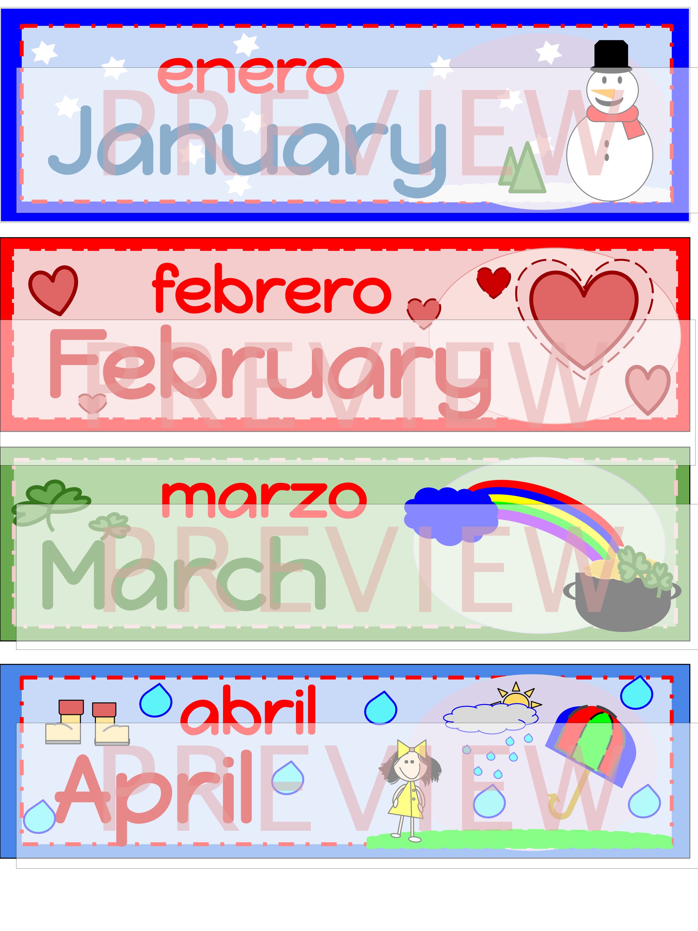 Homeschool Bilingual Classroom Calendar Spanish Days of the | Etsy