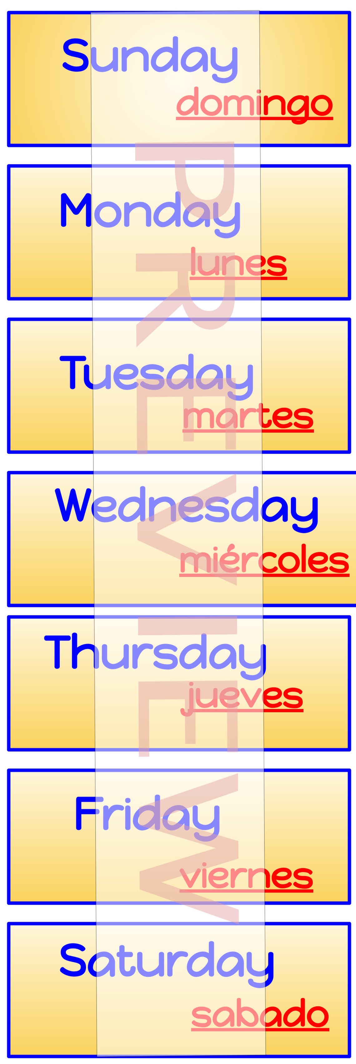 Homeschool Bilingual Classroom Calendar Spanish Days of the | Etsy