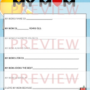 Happy Mothers Day Activity, Worlds Best Mom, All About My Mom, Mothers ...