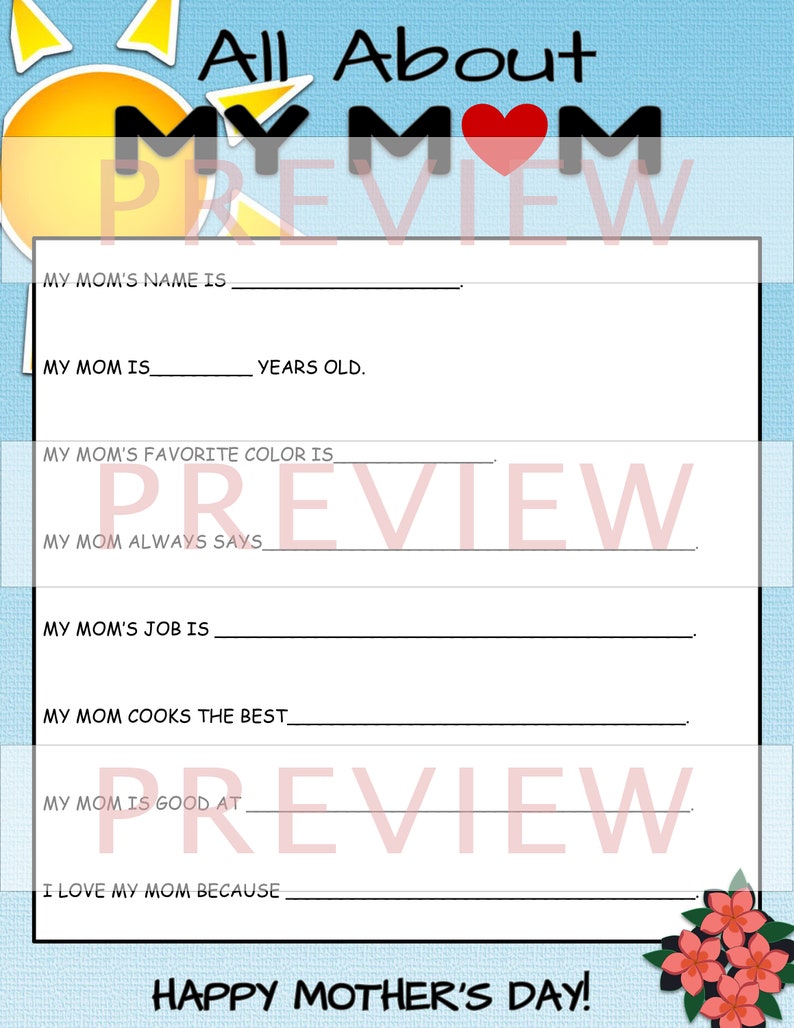 Happy Mothers Day Activity, Worlds Best Mom, All About My Mom, Mothers ...