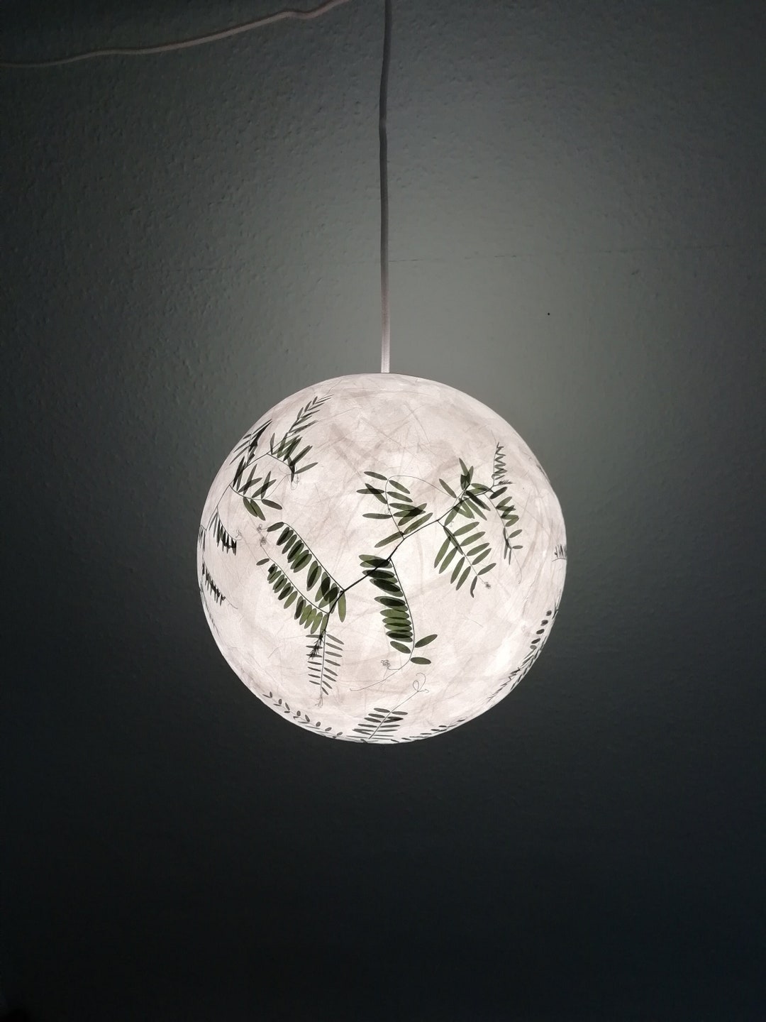 Round Lampshade Plants Pressed Vetch, Floor Lamp, Hanging Lamp - Etsy