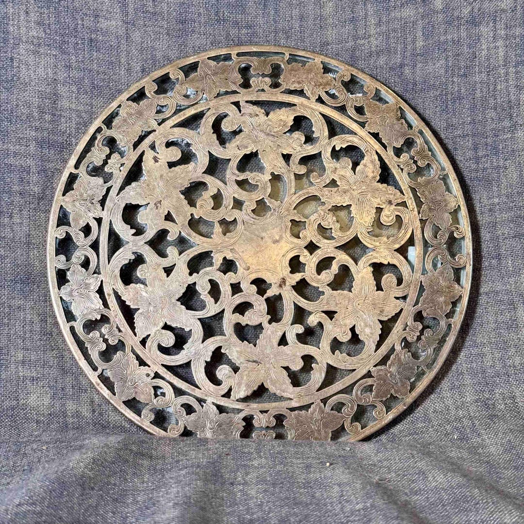 Vintage Webster Sterling Silver Overlay Trivet | Ornate Floral Motif ...