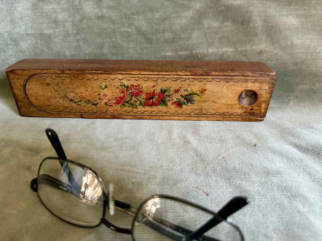 Vintage Stamped and Stenciled Pencil Box - Etsy