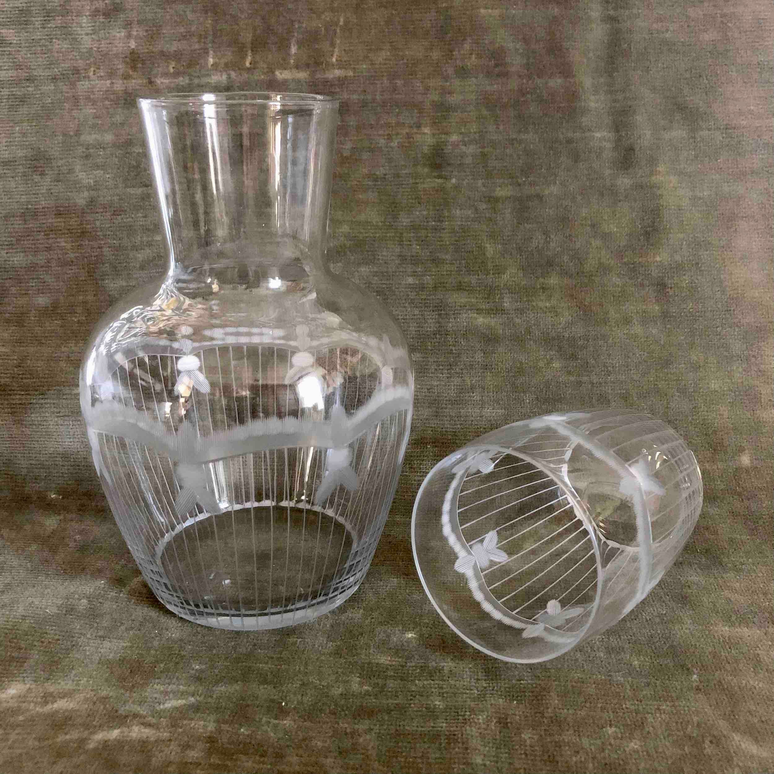 Etched Glass Tumble-up Water Set - Etsy