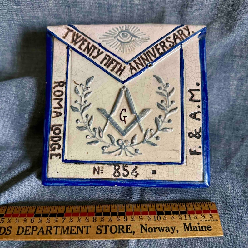 Vintage Majolica Masonic Tile - Etsy