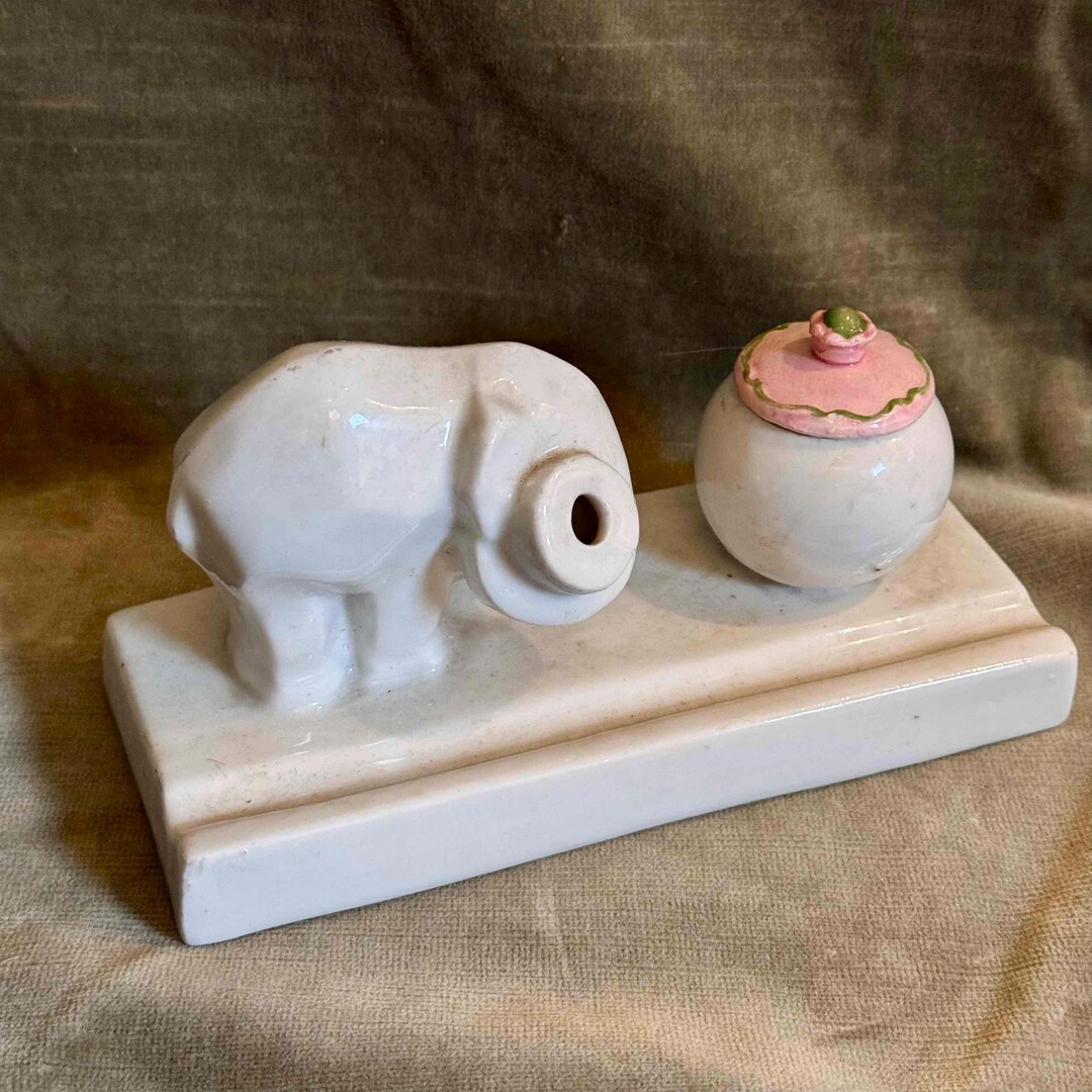 Art Deco, Porcelain Elephant Dest Set - Etsy