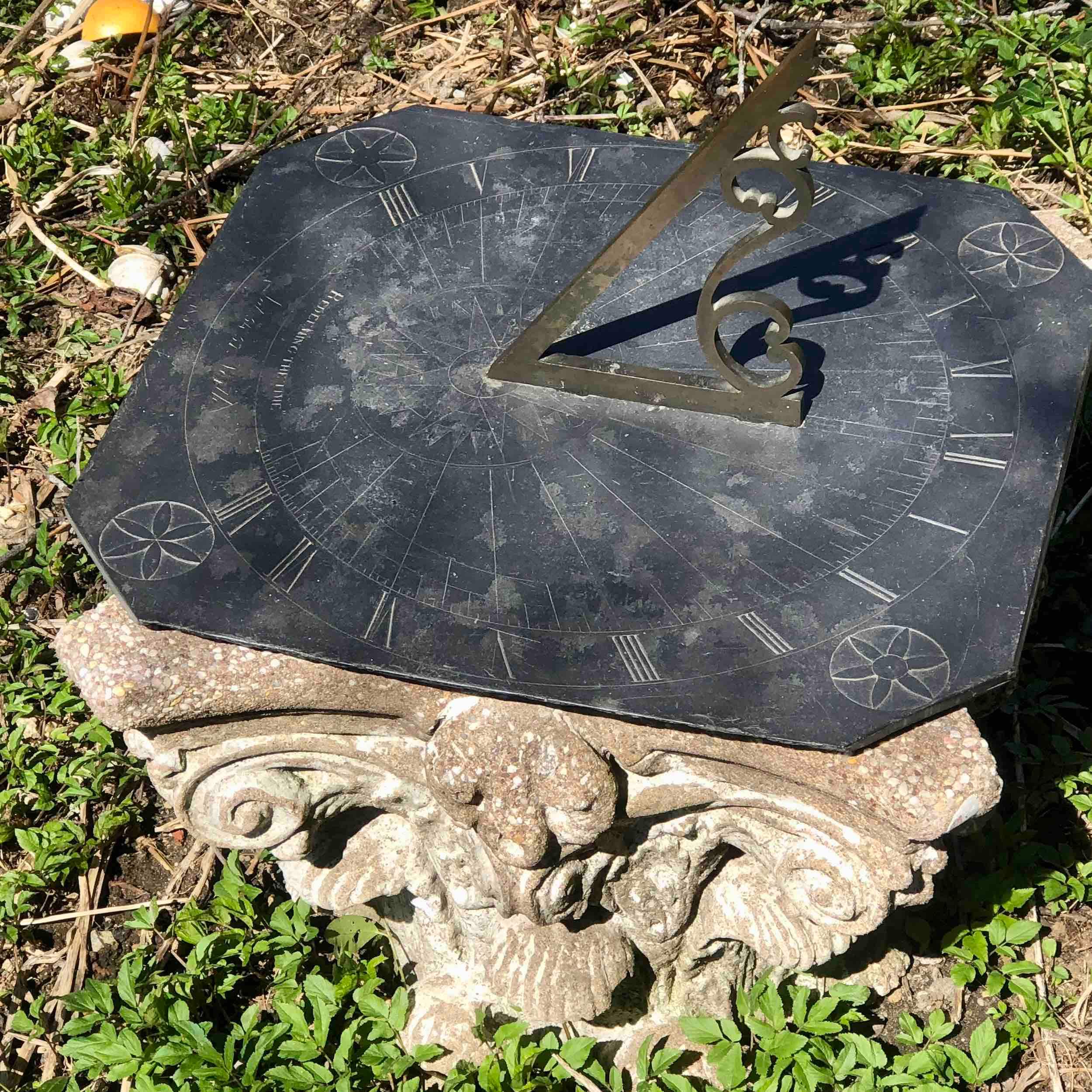 Antique Etched Slate Sundial - Etsy