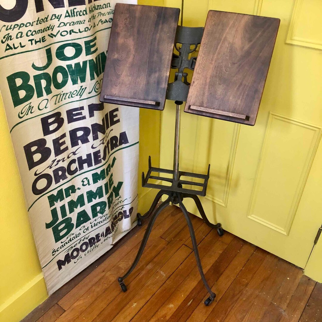 Antique Oak & Iron Adjustable Book Stand - Etsy