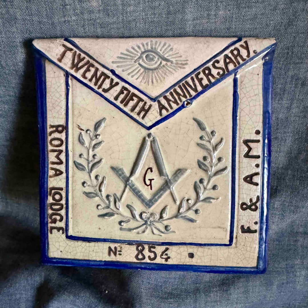 Vintage Majolica Masonic Tile - Etsy