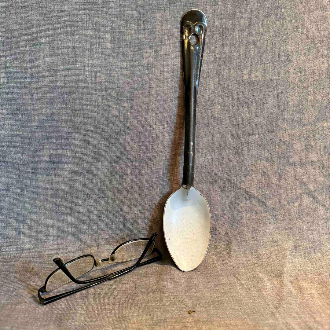 Vintage Enamelware Cooking Spoon - Etsy