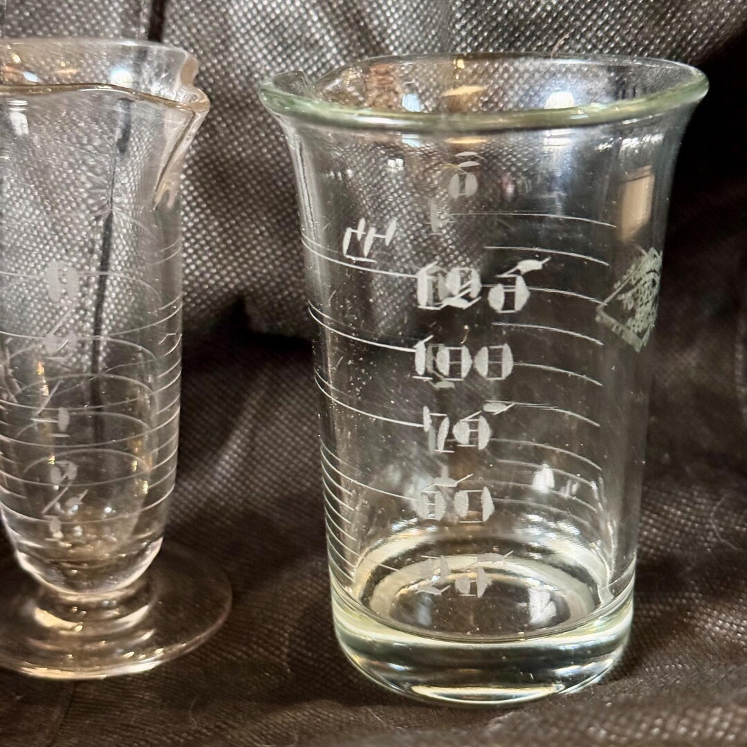 Antique Laboratory Glass Beaker Measure With Etched Gothic Numerals - Etsy