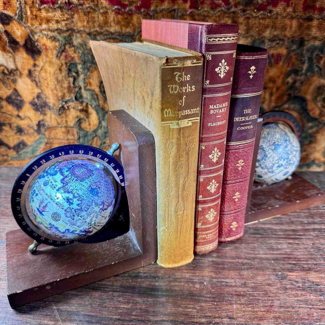 Mid Century Decorative Globe Bookends - Etsy