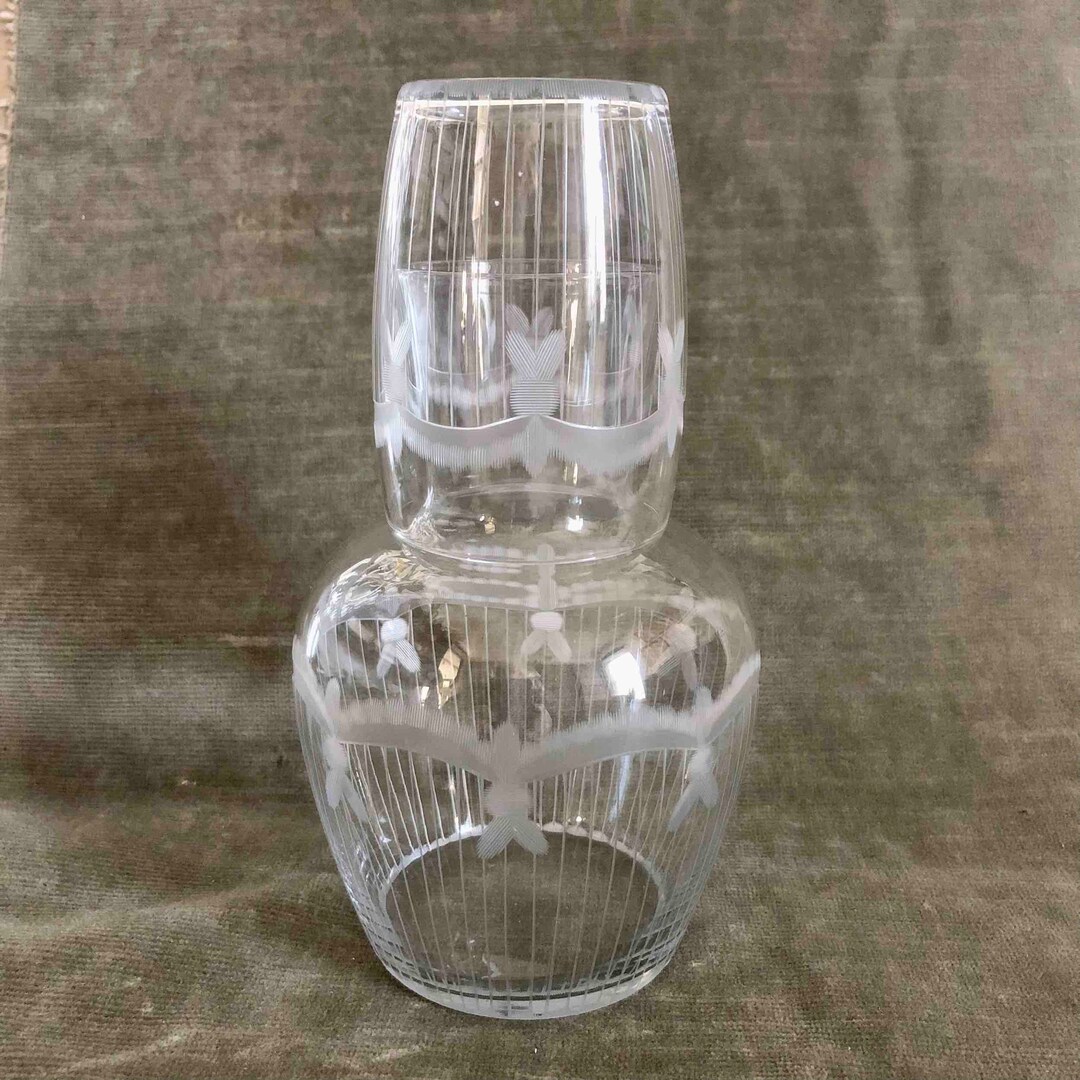 Etched Glass Tumble-up Water Set - Etsy