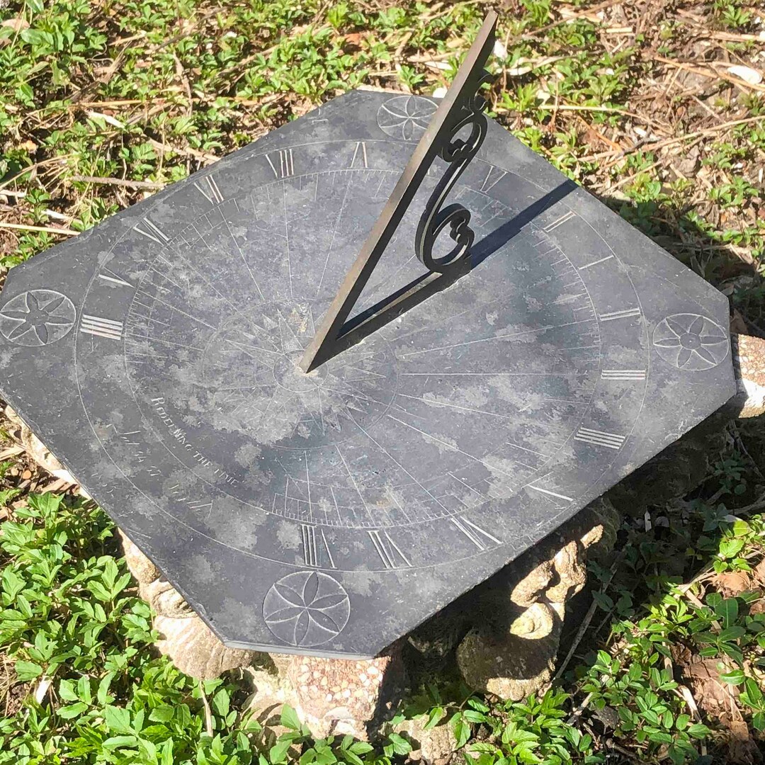 Antique Etched Slate Sundial - Etsy