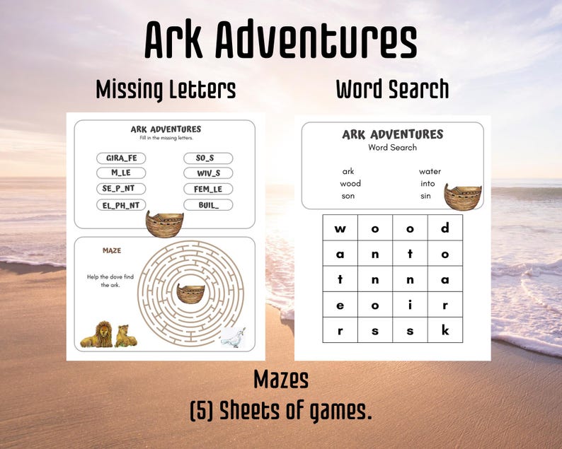 Noahs Ark Puzzles, Sunday School Activity, VBS Noahs Ark Mazes ...