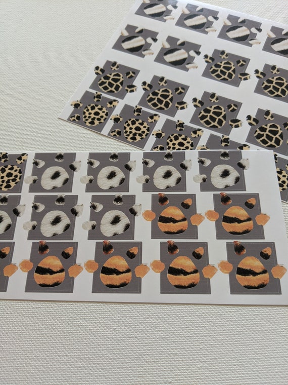 Tiger Print Paw Print Stickers 35/notebook Stickers/safari | Etsy