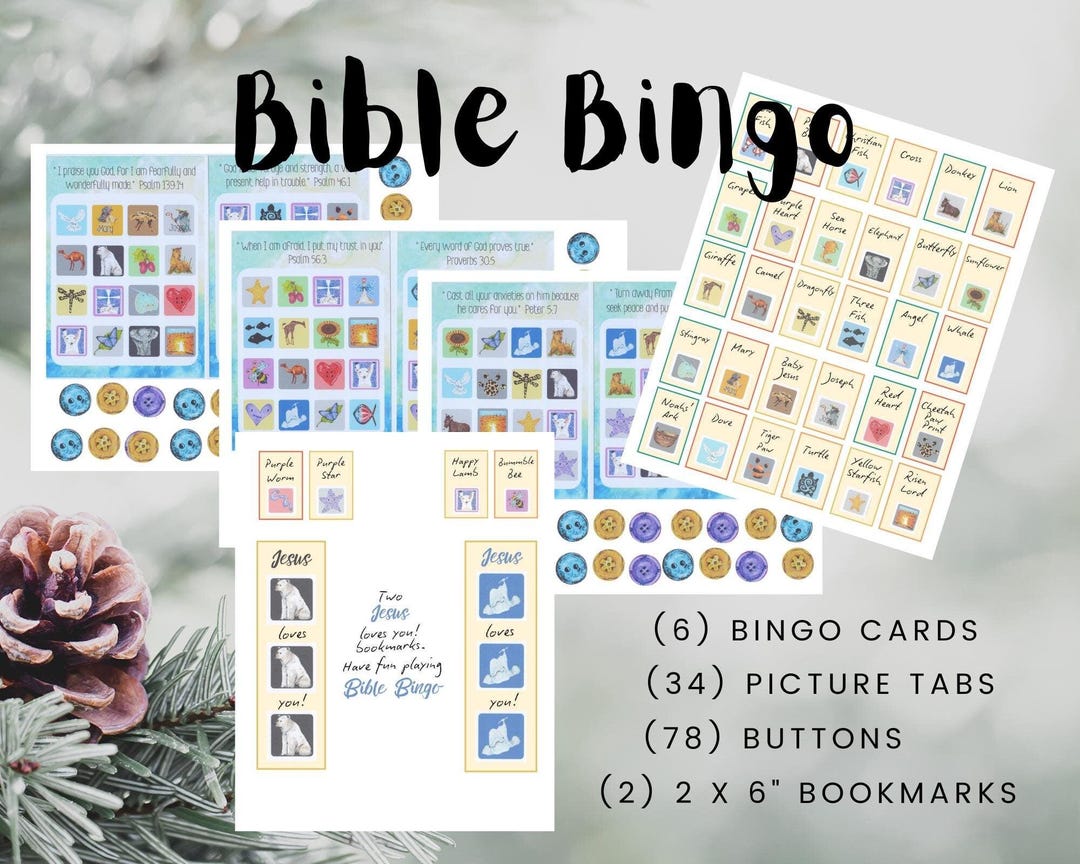 Bible Bingo Cards, Sunday School Activity, Kids Bible Game, Printable ...