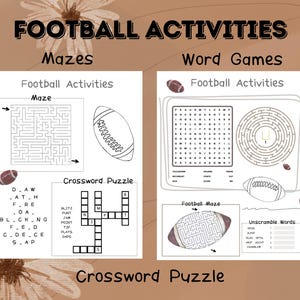 Printable Football Activity Sheets: Mazes, Word Games, Puzzles (digital ...