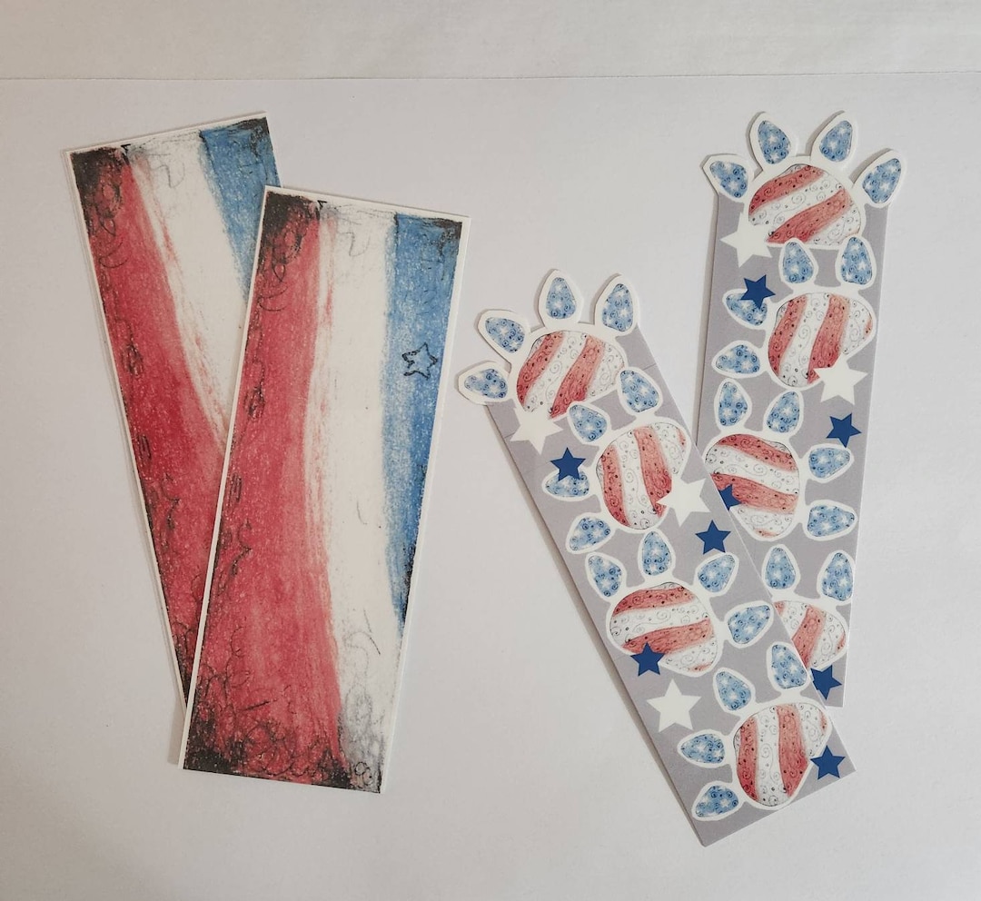 Patriotic Bookmarks (4),red, White & Blue Bookmarks, Notebook Bookmarks ...