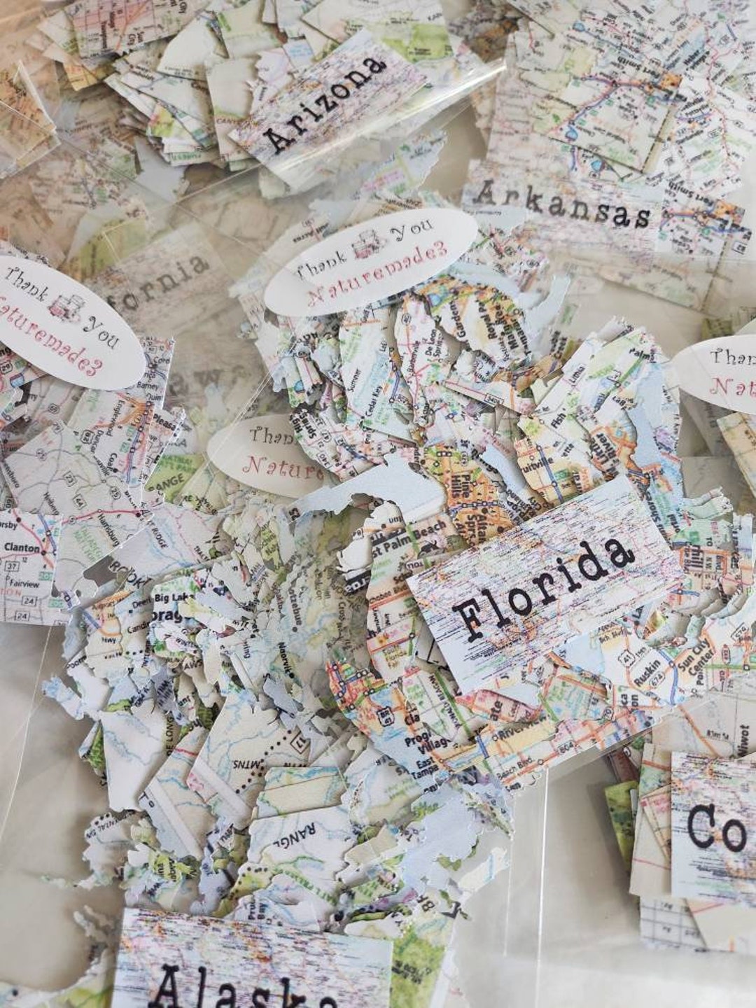 State Map Confetti, Road Atlas State Craft, Paper States, Individual ...
