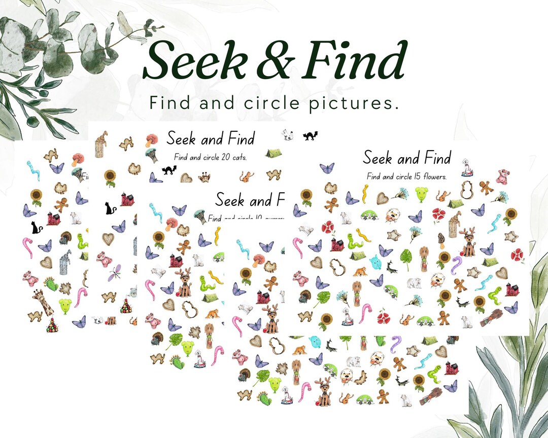 Printable Seek and Find, Kids Picrure Game, Printable Kids Games, Seek ...